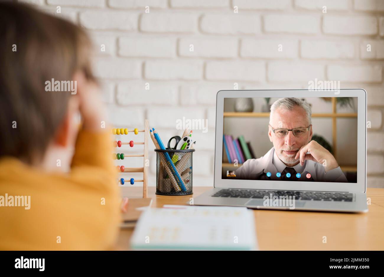 Front view video call laptop Stock Photo - Alamy