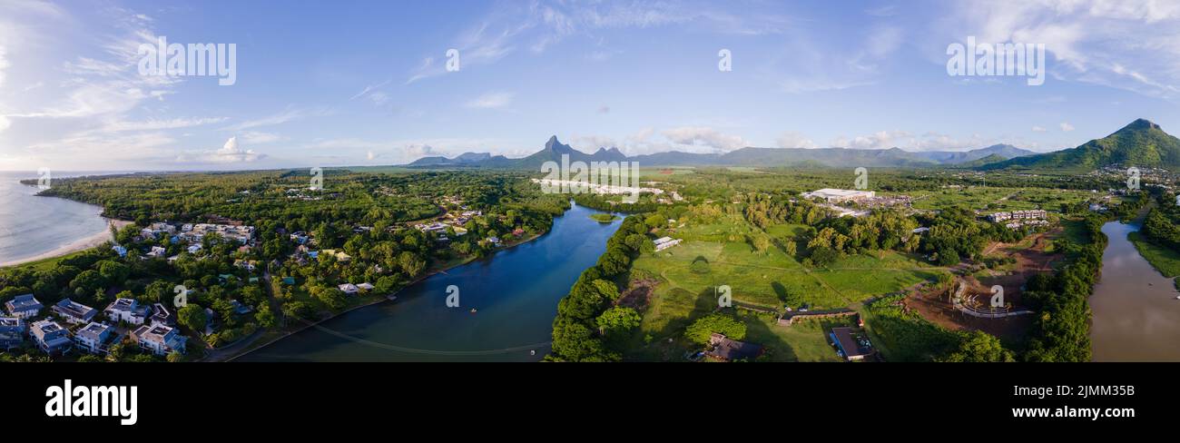 Fishing boats resting at tamarin bay, mauritius island, indian ocean ...