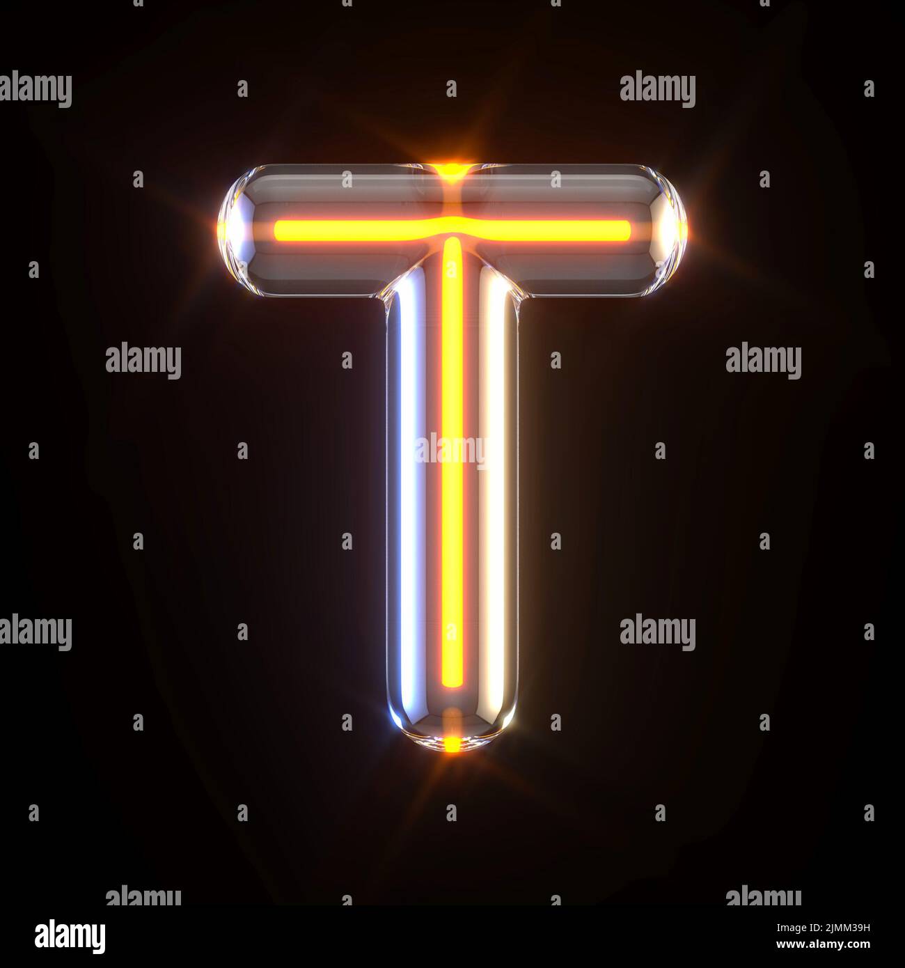 Glowing glass tube font Letter T 3D Stock Photo - Alamy