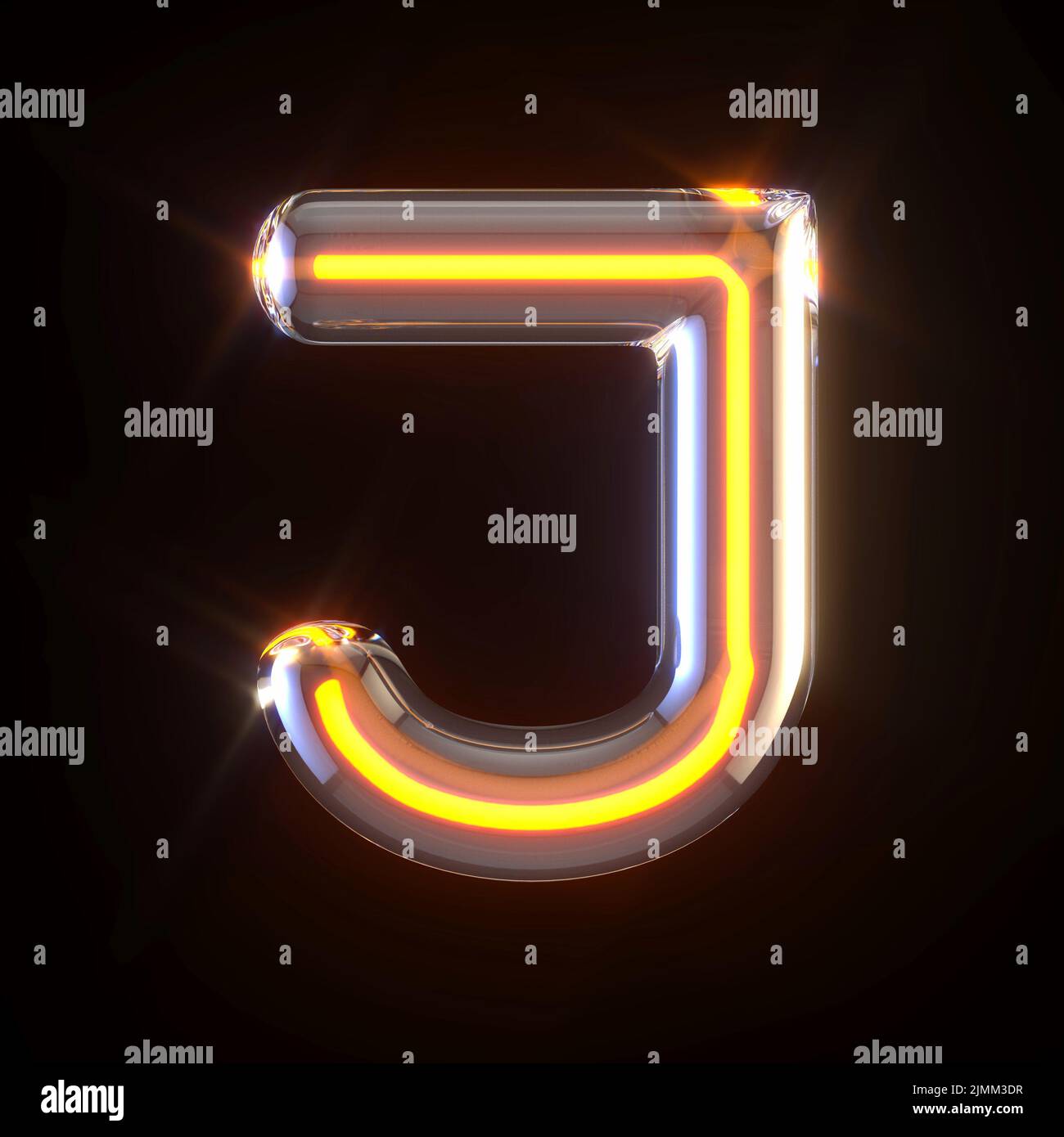 Glowing glass tube font Letter J 3D Stock Photo - Alamy