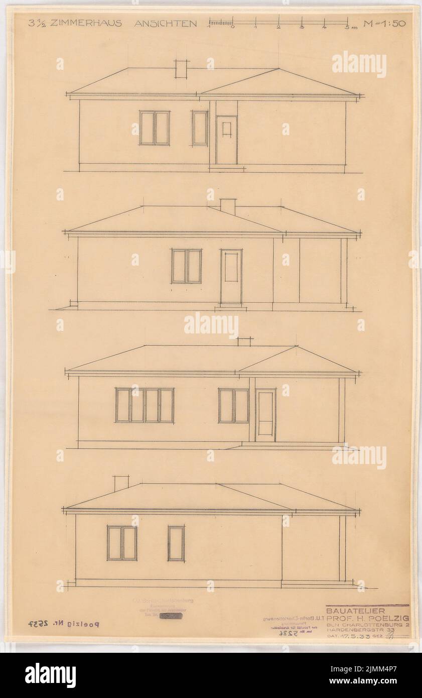 Poelzig Hans (1869-1936), settlement project (May 17, 1933): 3.5 rooms ...