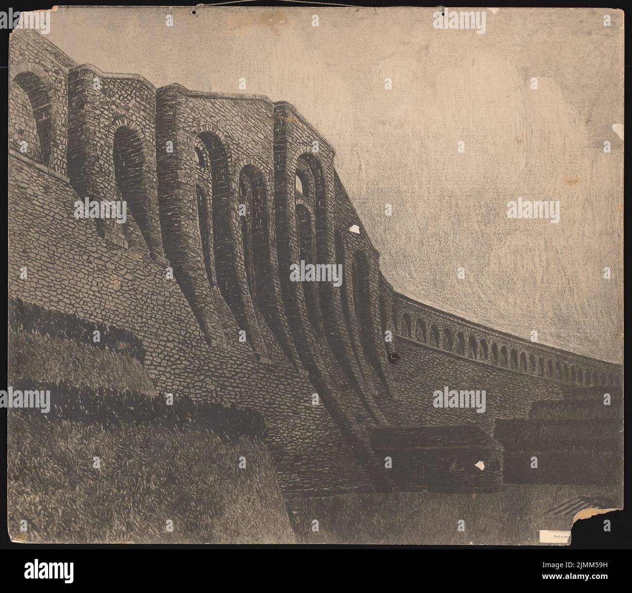 Poelzig Hans (1869-1936), dam, Klingenberg (1910): View of the dam from ...