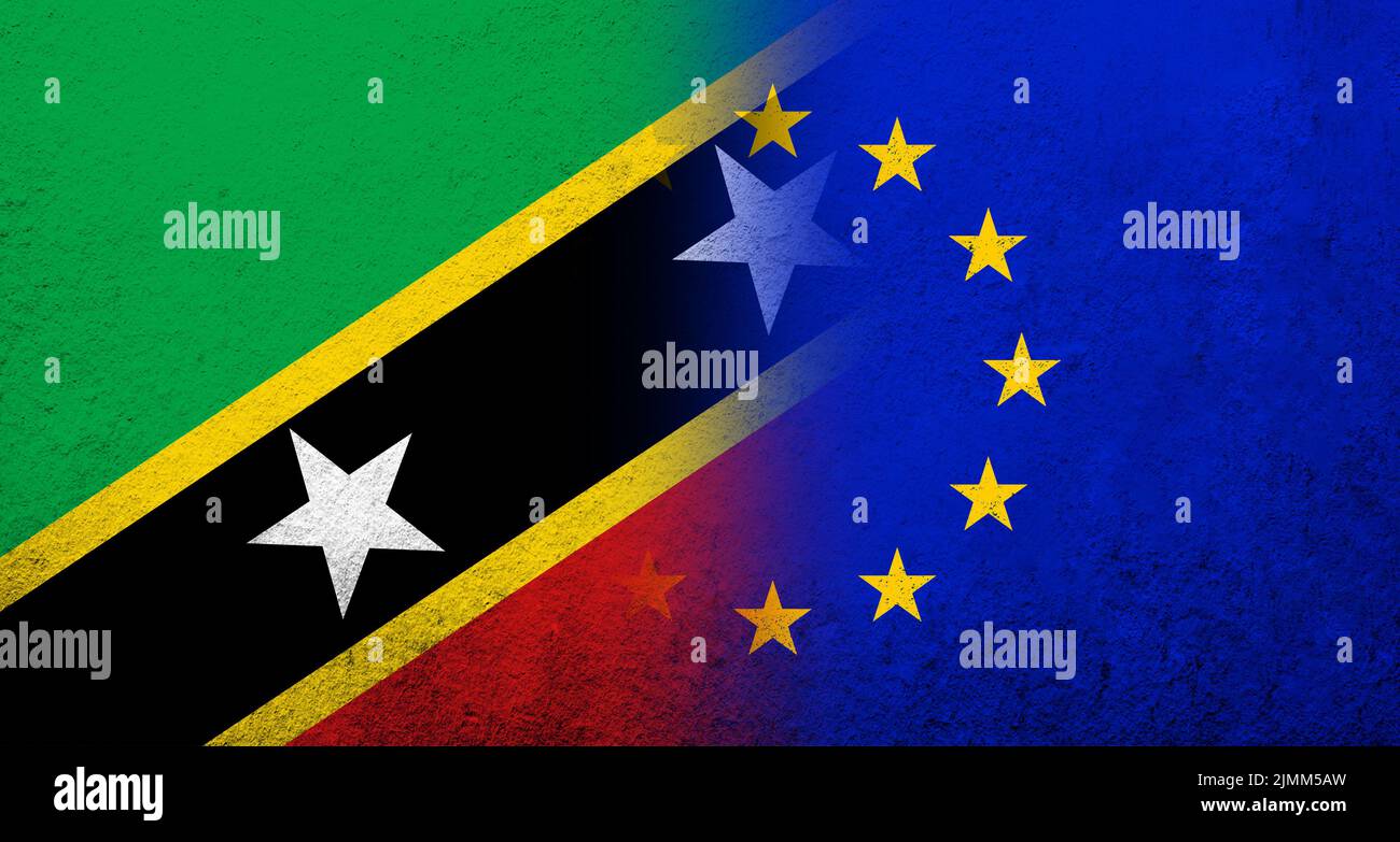 Flag of the European Union with Saint Kitts and Nevis National flag ...