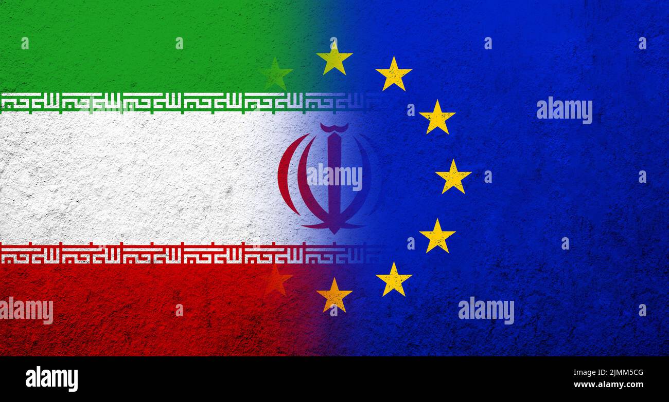Flag of the European Union with Republic of Iran Persia National flag ...