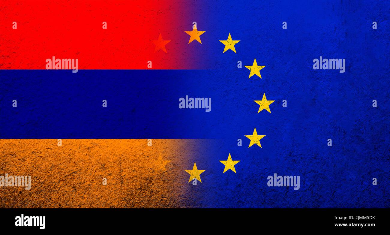 Flag of the European Union - Circle of stars. Grunge background Stock ...