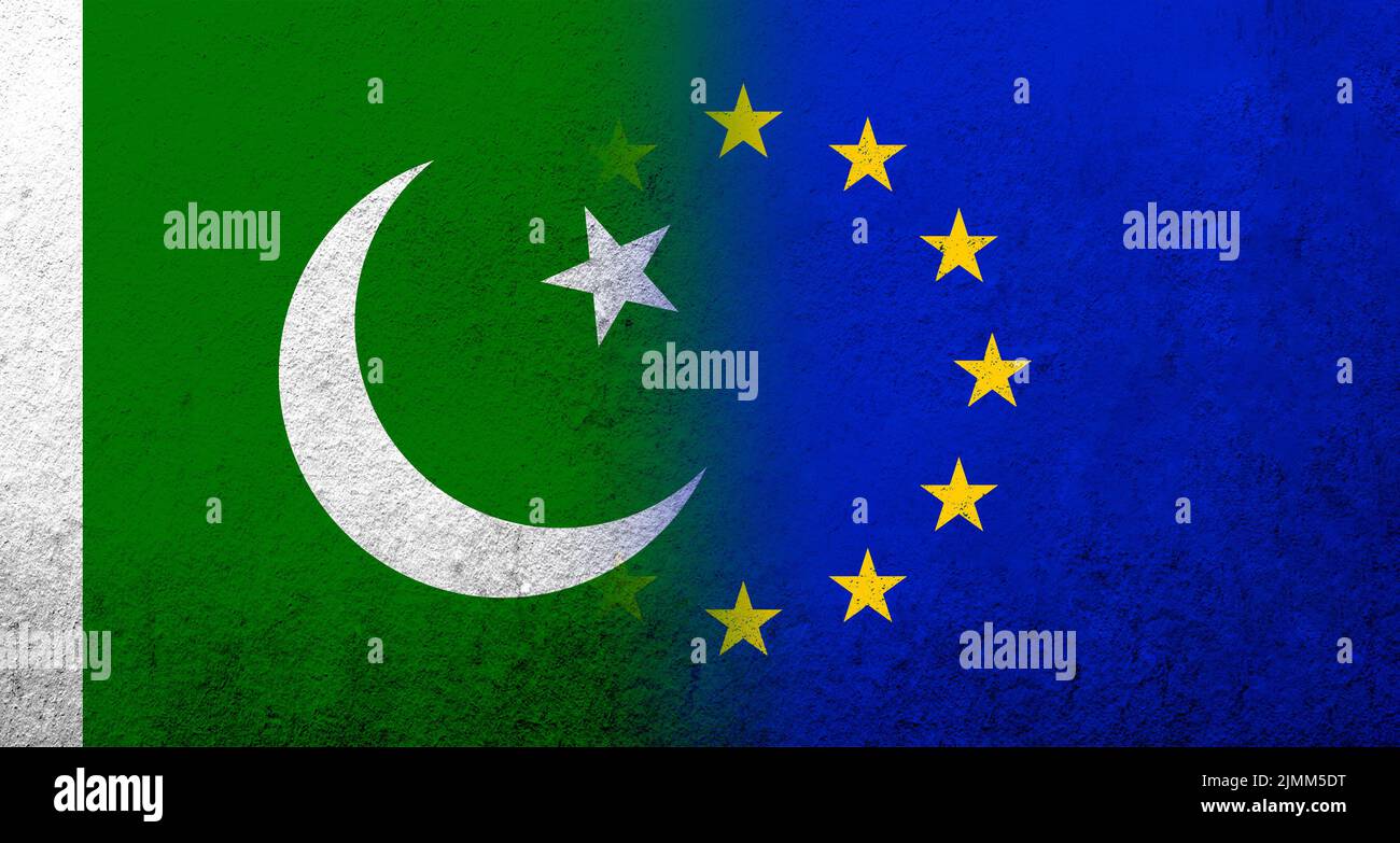 Flag of the European Union with Republic of Pakistan National flag ...
