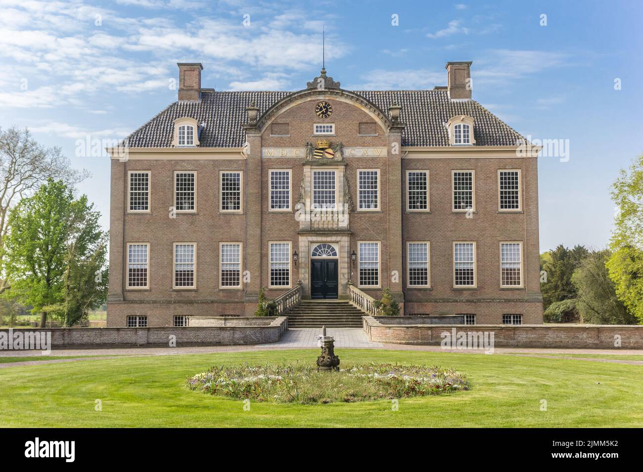 Front facade of the historic Eerde castle in Ommen, Netherlands Stock ...
