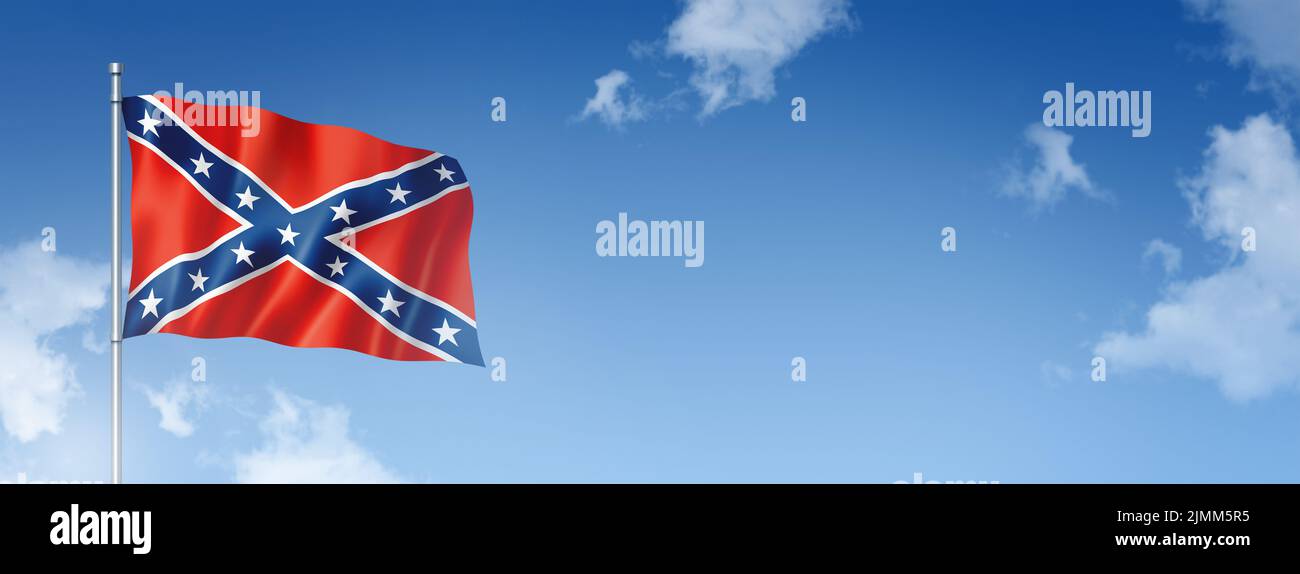 Confederate flag isolated on a blue sky. Horizontal banner Stock Photo ...