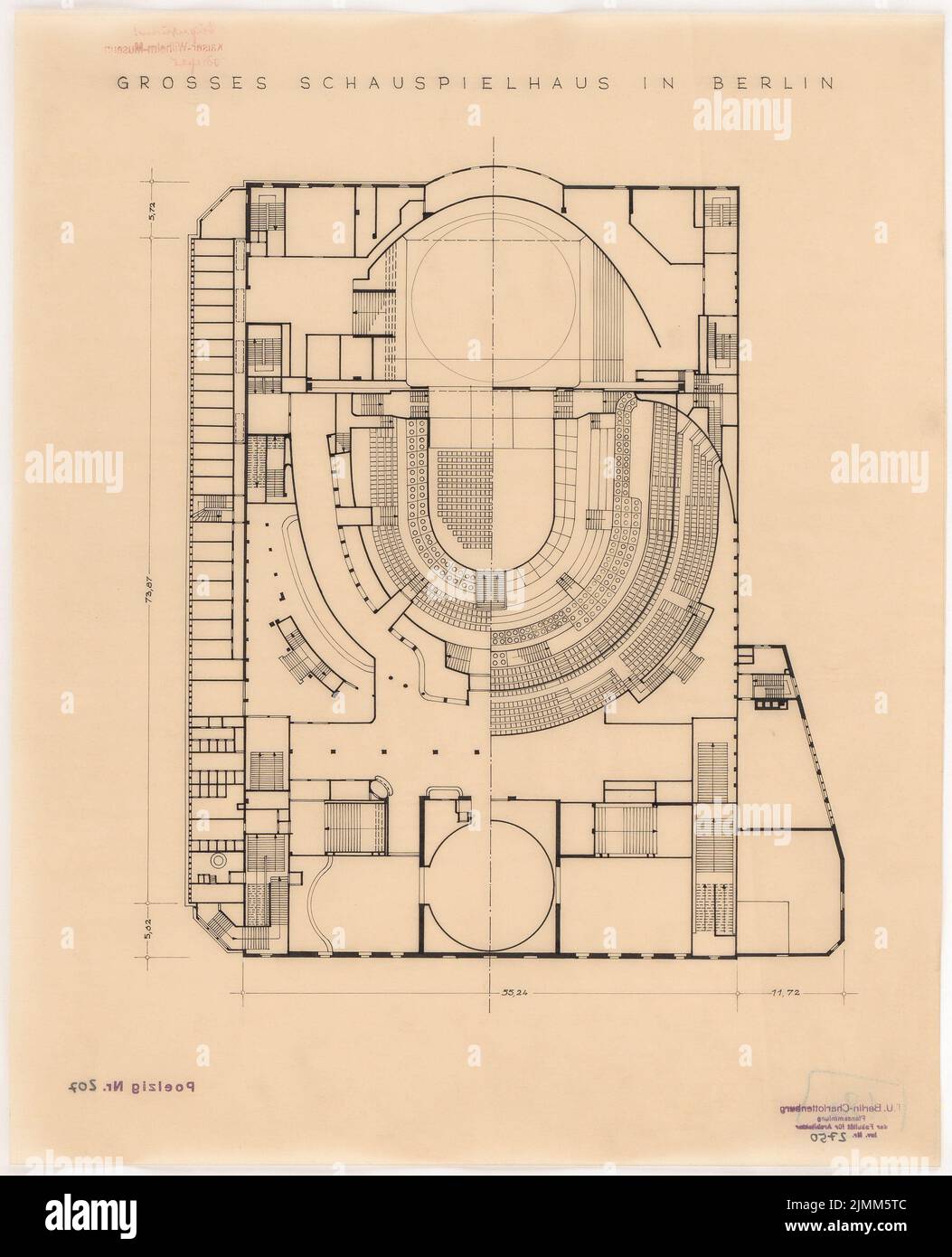 Poelzig Hans (1869-1936), Large Schauspielhaus in Berlin (1919): 2 ...