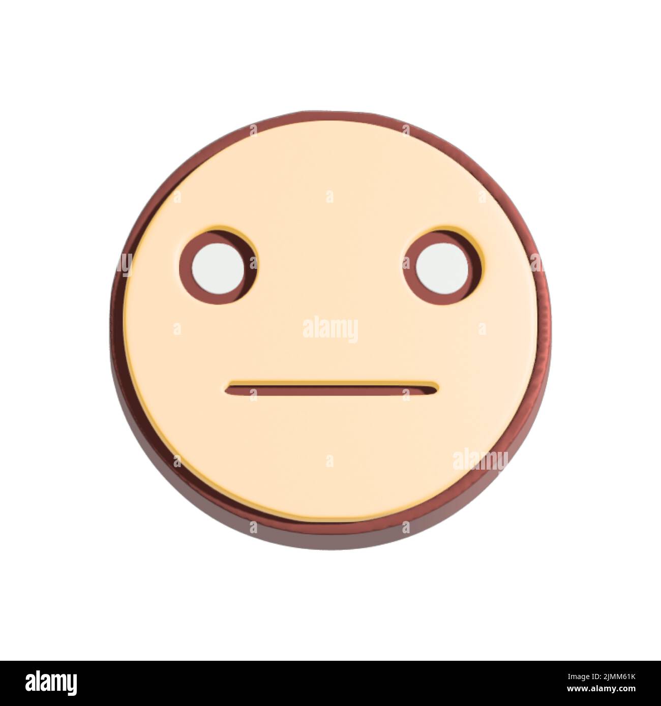 Emotionless face 3d illustration. Cartoon character isolated on white ...