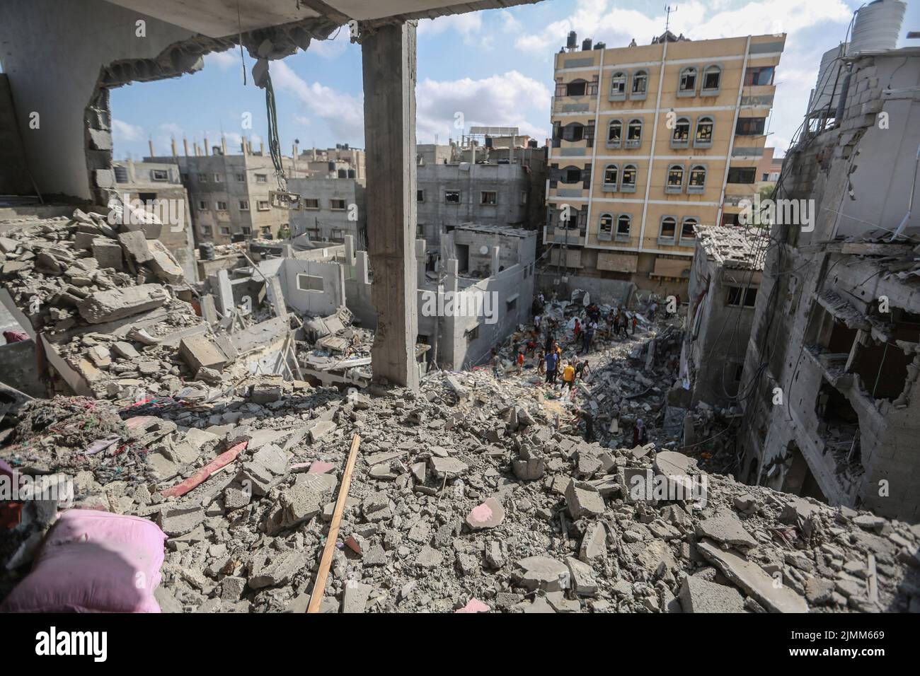 Rafah, Palestinian Territories. 07th Aug, 2022. A view of a destroyed ...