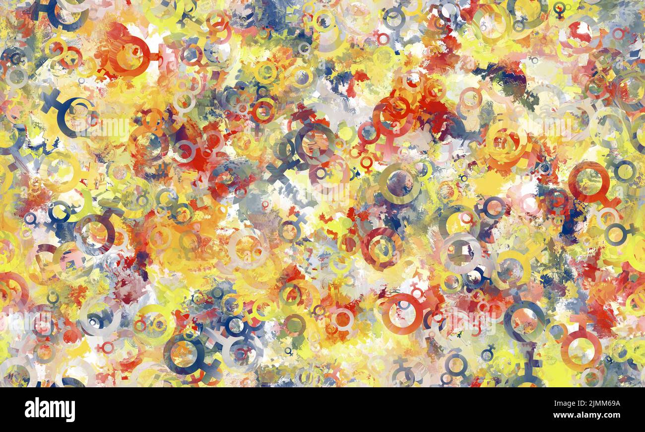 Abstract multicolored background with venus signs. Red, blue, yellow ...