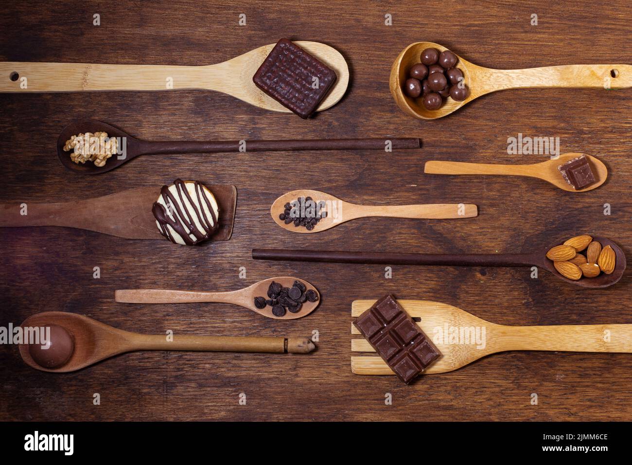 Variety spoon models chocolate flavours Stock Photo - Alamy