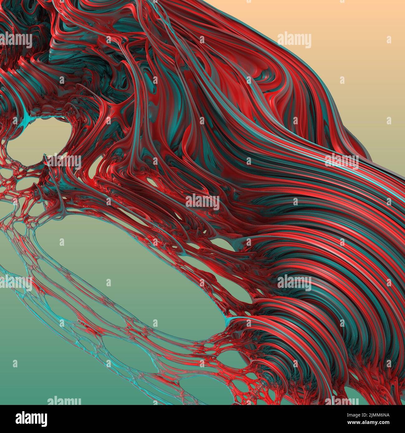 Abstract 3d object with multilayer structure. Blue and red colors. 3d ...