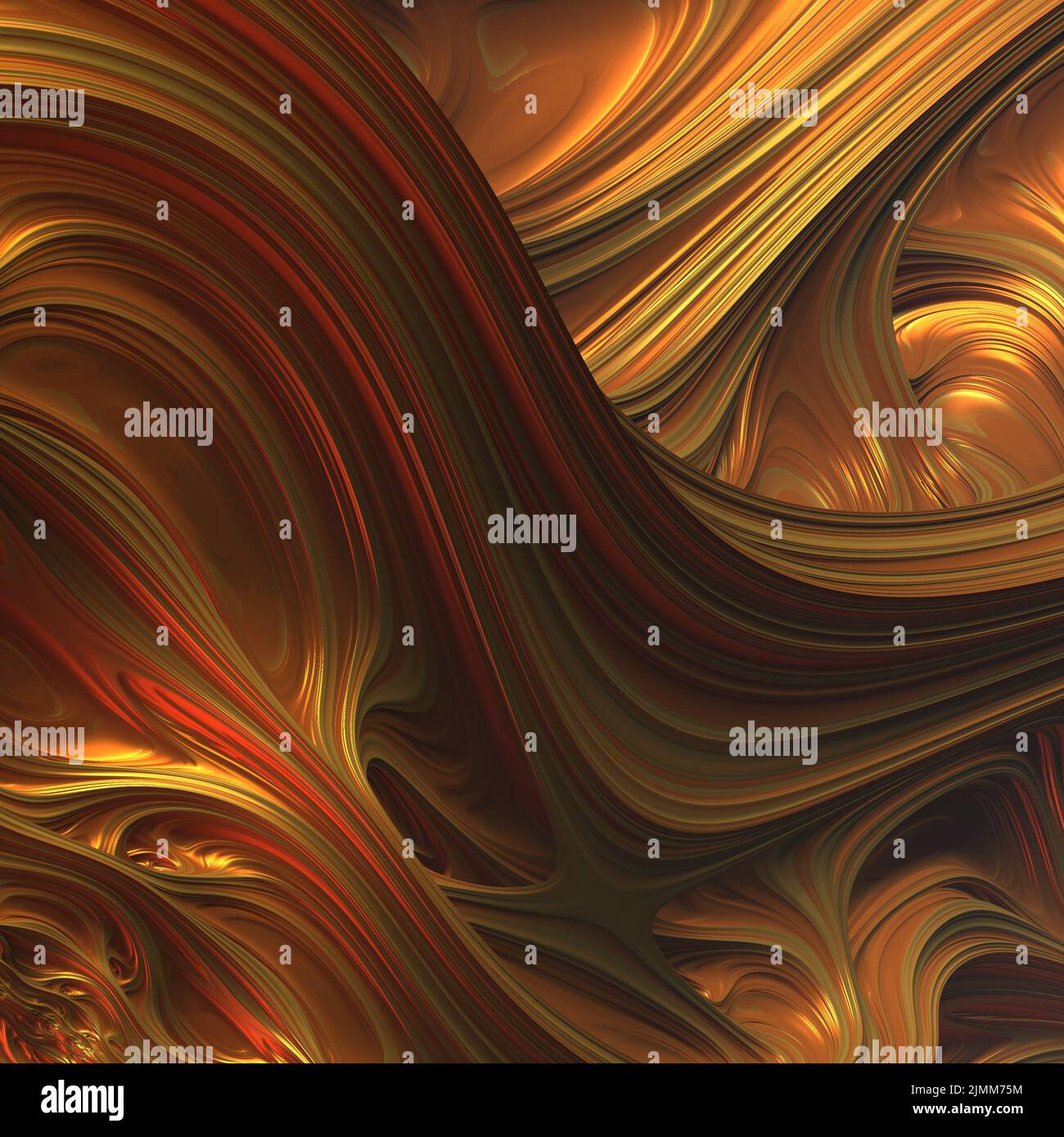 Golden curly lines pattern. 3d illustration, 3d render Stock Photo - Alamy