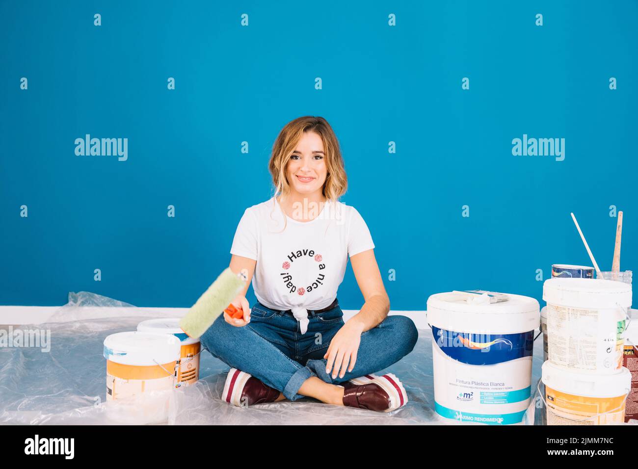 Beautiful female painter showing hi-res stock photography and images ...