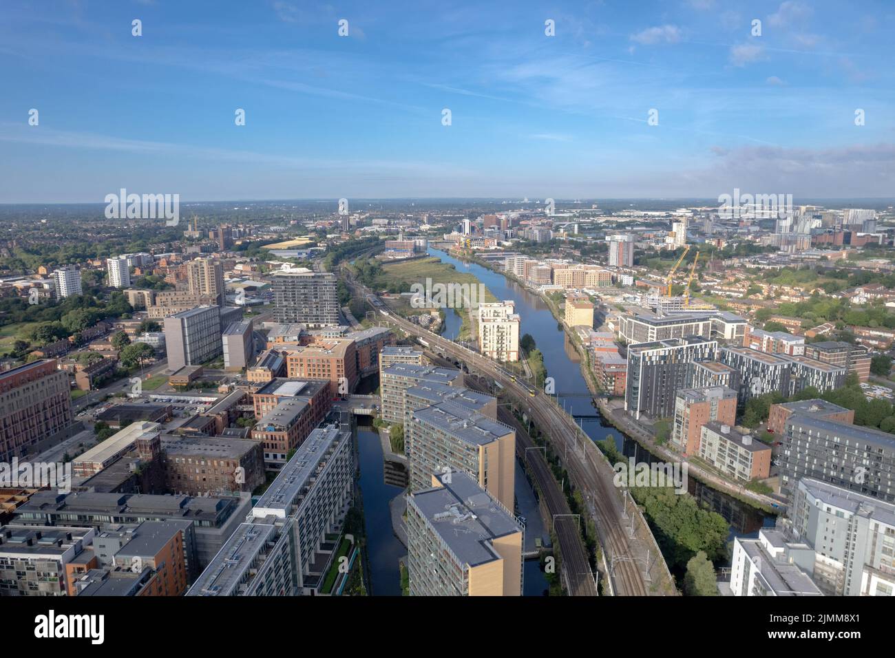 Manchester City Centre Drone Aerial View Above Building Work Skyline ...