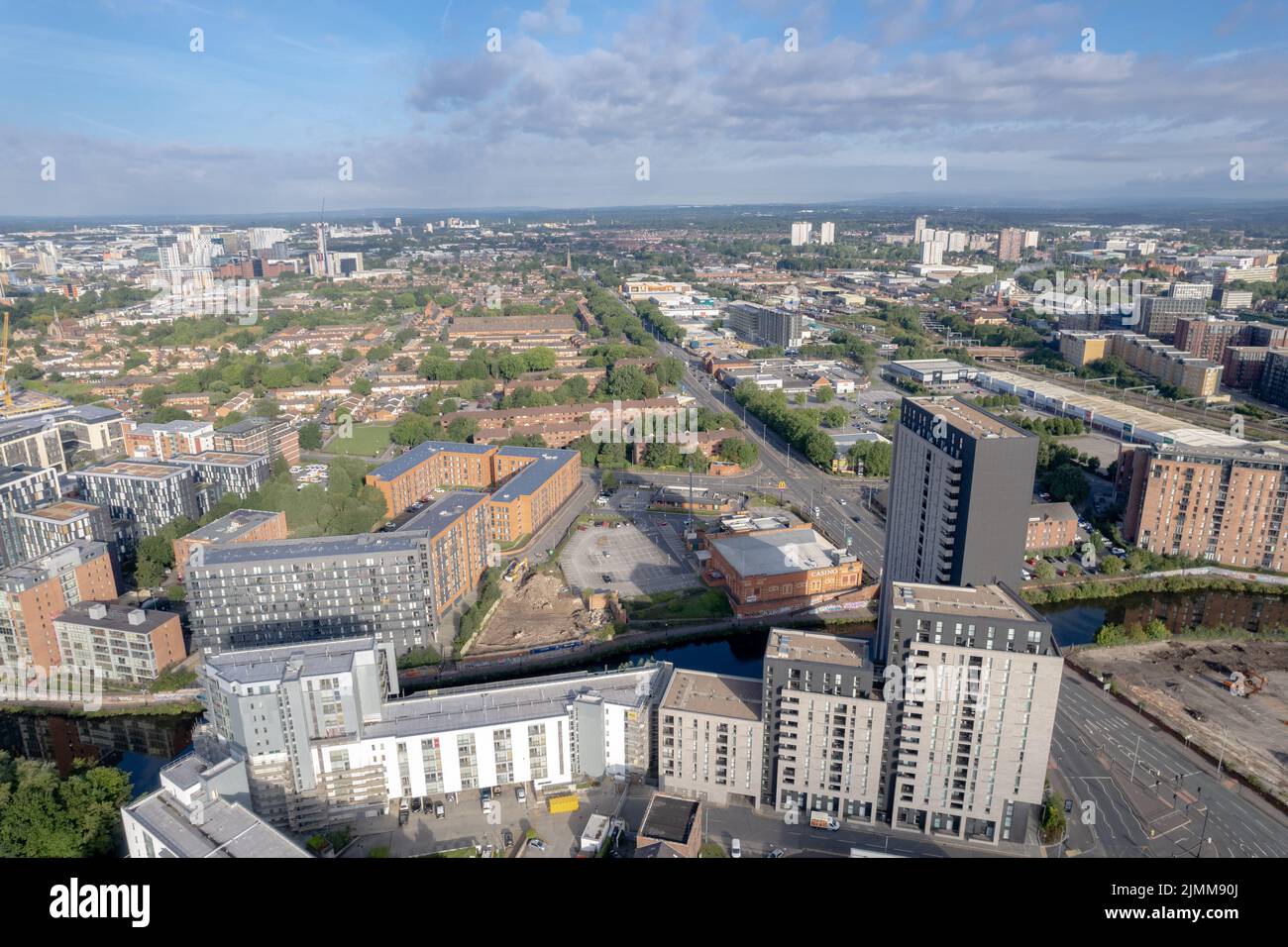 Manchester City Centre Drone Aerial View Above Building Work Skyline ...