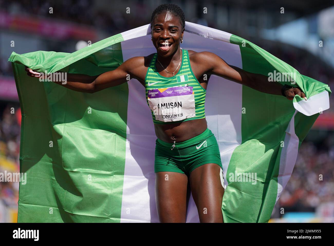 Nigerias Tobi Amusan Celebrates After Winning The Womens 100m Hurdles