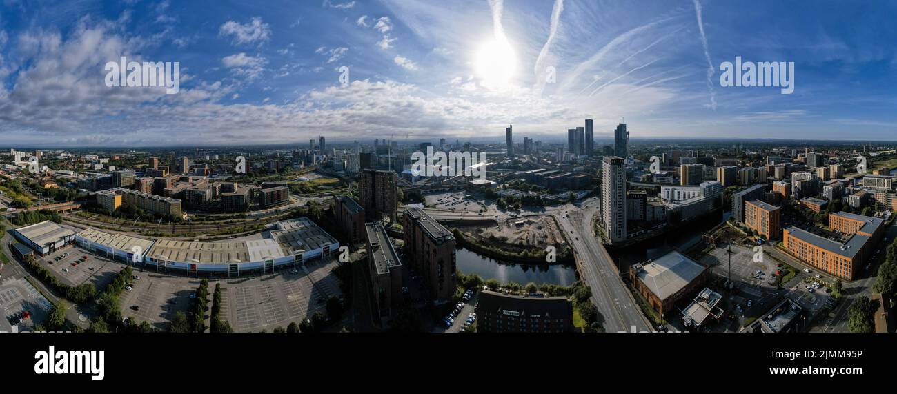 Manchester City Centre Drone Aerial View Above Building Work Skyline ...