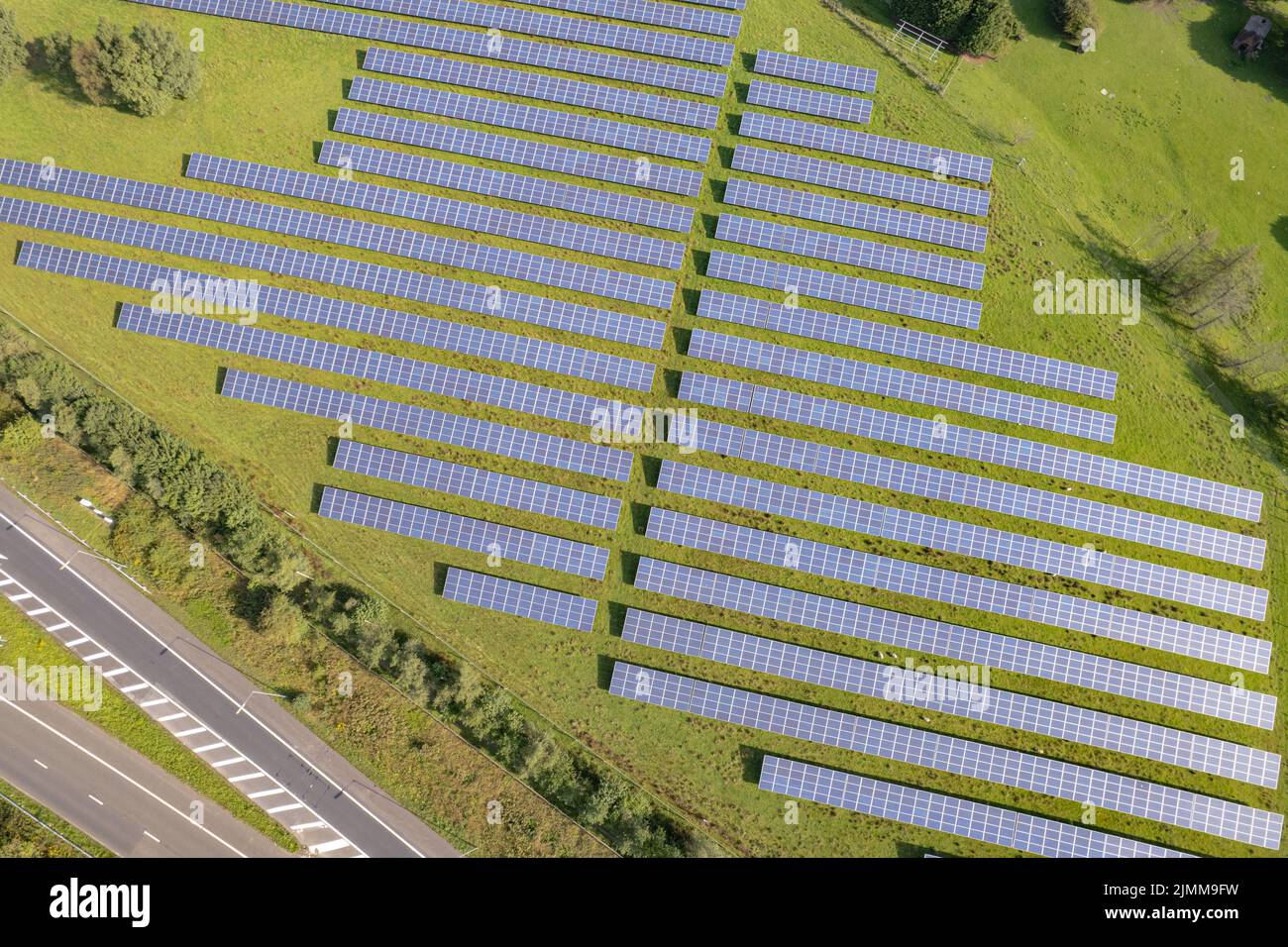 Solar panels in aerial view renewable energy Stock Photo - Alamy