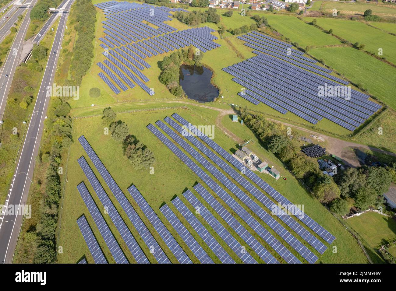 Solar panels in aerial view renewable energy Stock Photo - Alamy