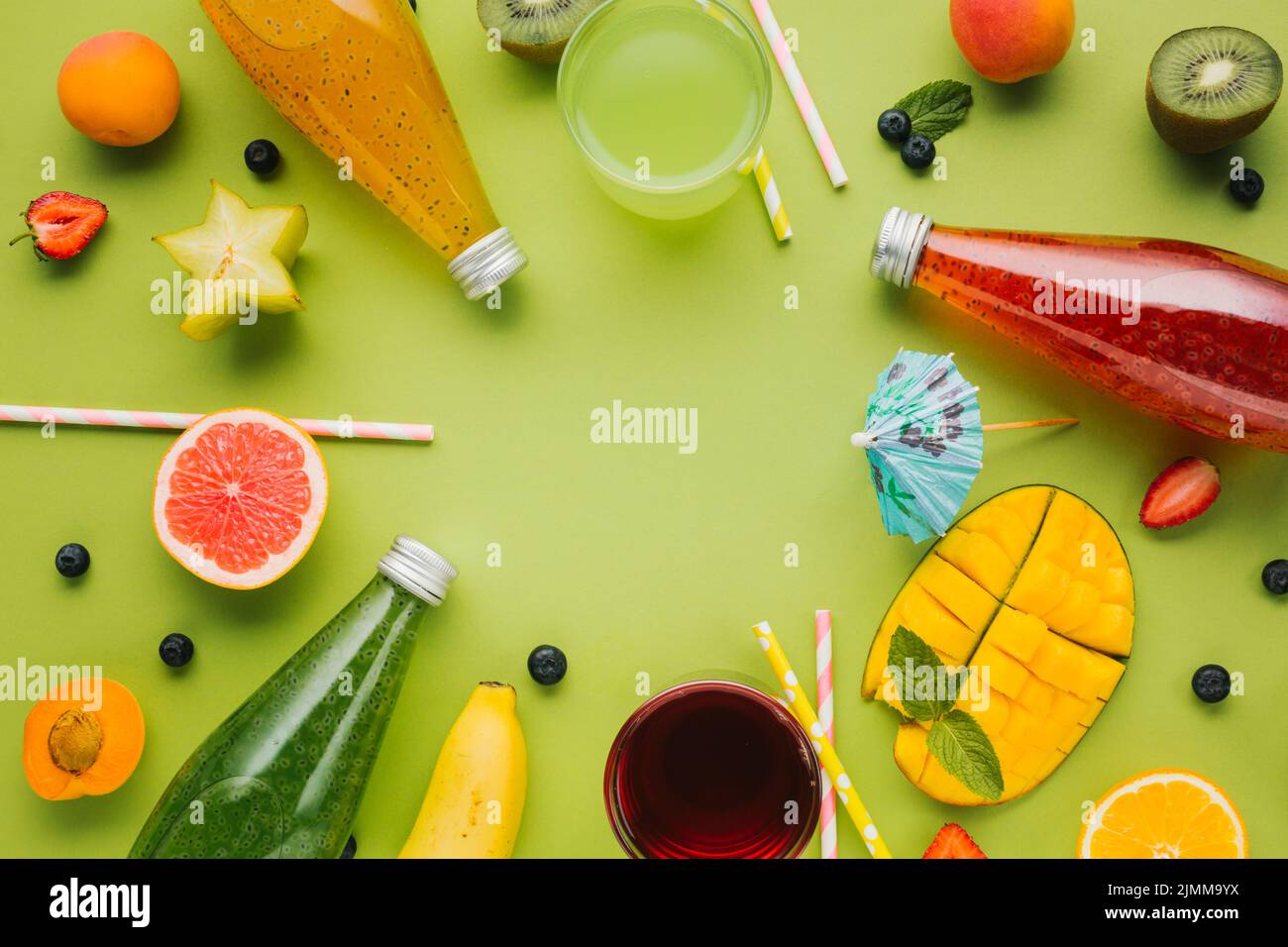 Colorful fruit juices arrangement Stock Photo - Alamy