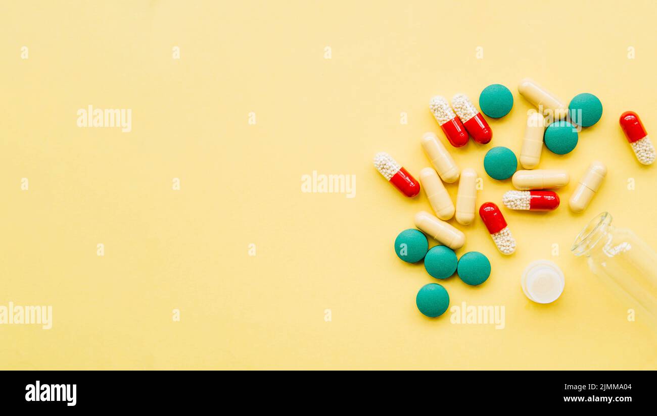 Top view group pills Stock Photo - Alamy