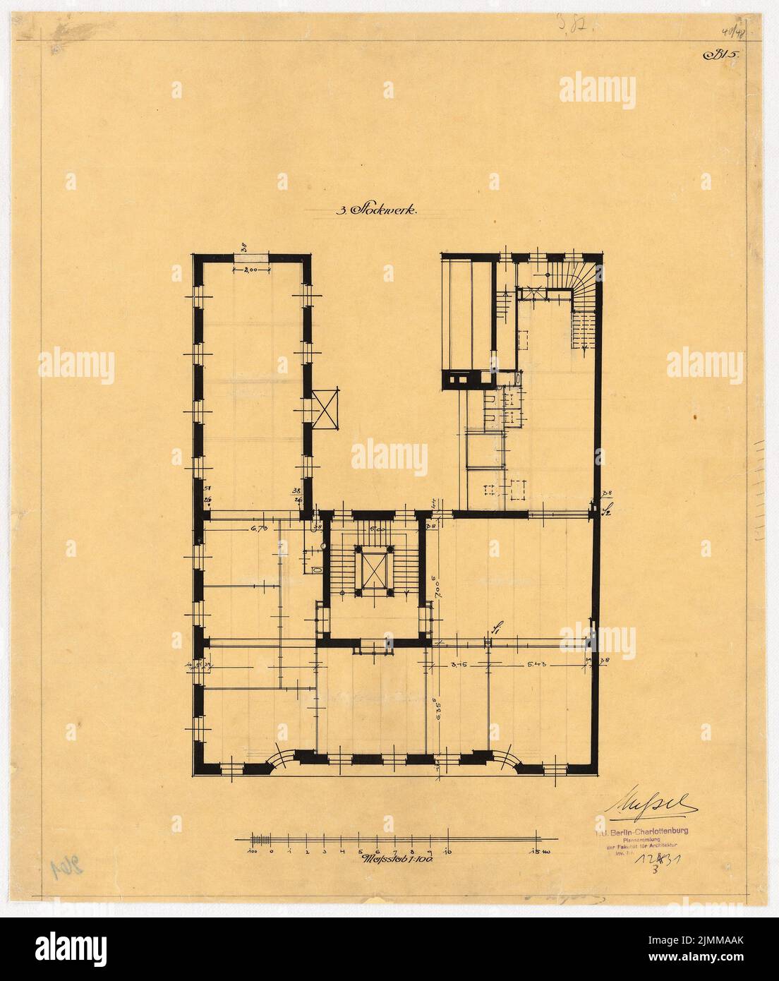 Messel Alfred (1853-1909), Schulte, Berlin (1905), floor plan 1: 100 ...