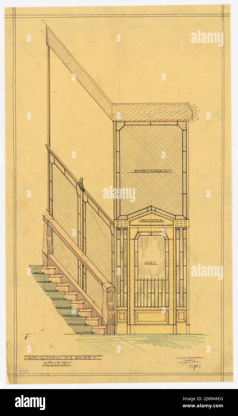 Messel Alfred (1853-1909), Schulte, Berlin (1905), view of the elevator ...