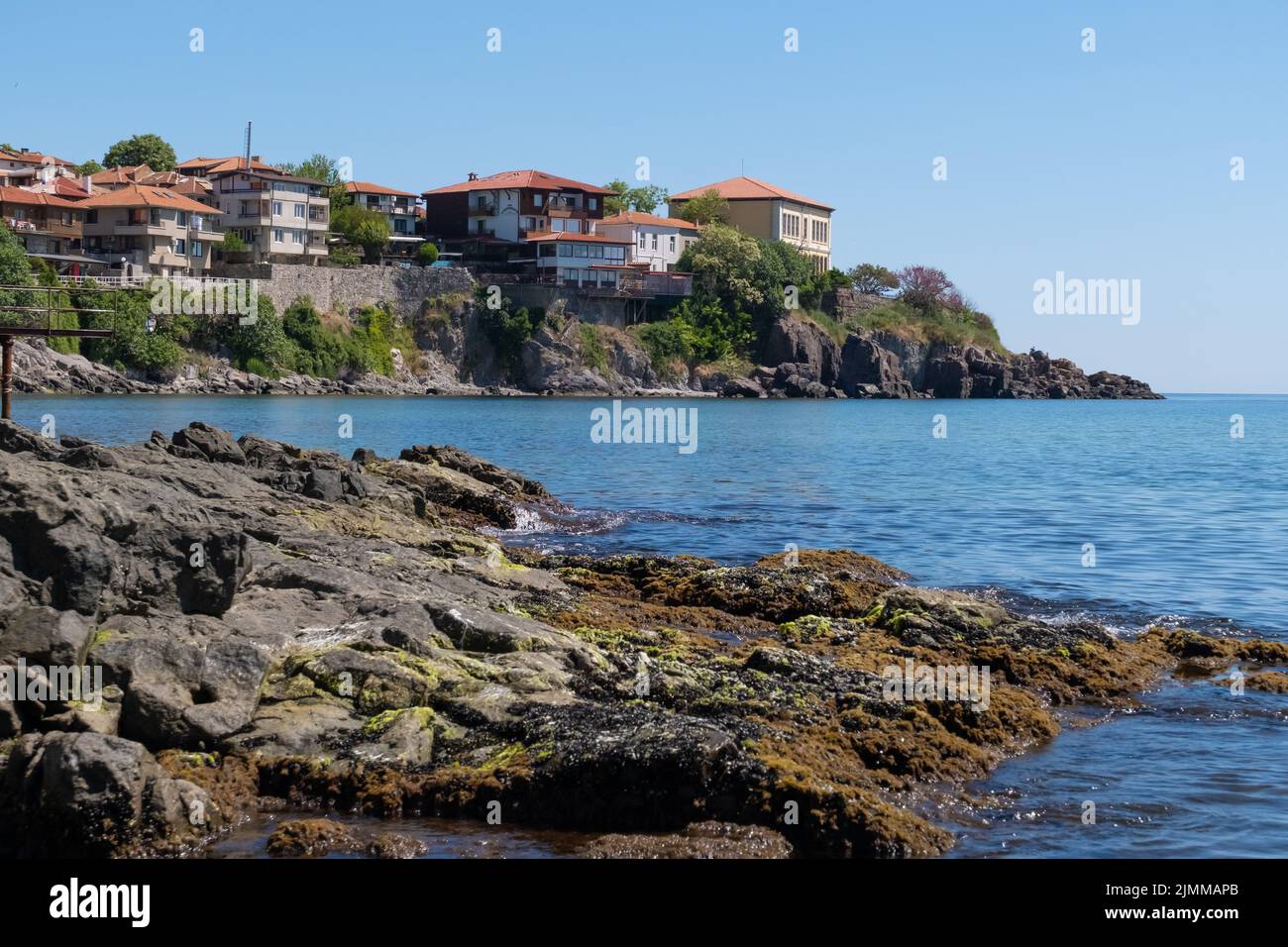 The city of Sozopol, view of the bay , the Black Sea. Tourist objects ...