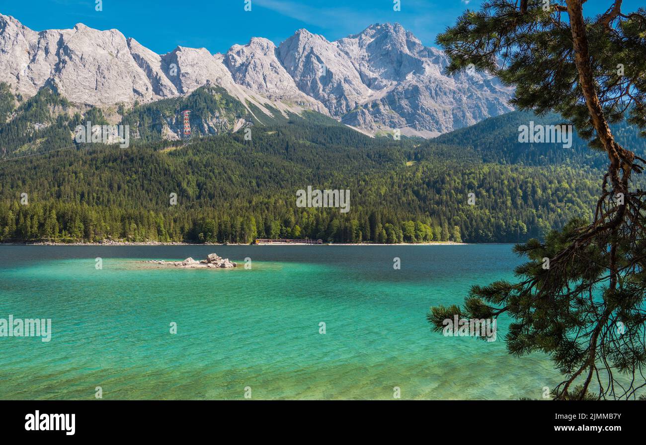 Scenic Summer Eibsee Lake Scenery. Upper Bavaria, Germany Stock Photo ...