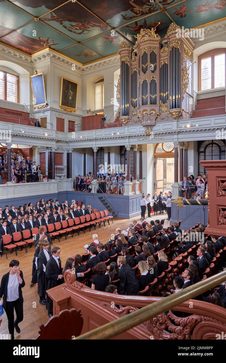 Oxford University graduation ceremony in the Sheldonian Theatre, August ...