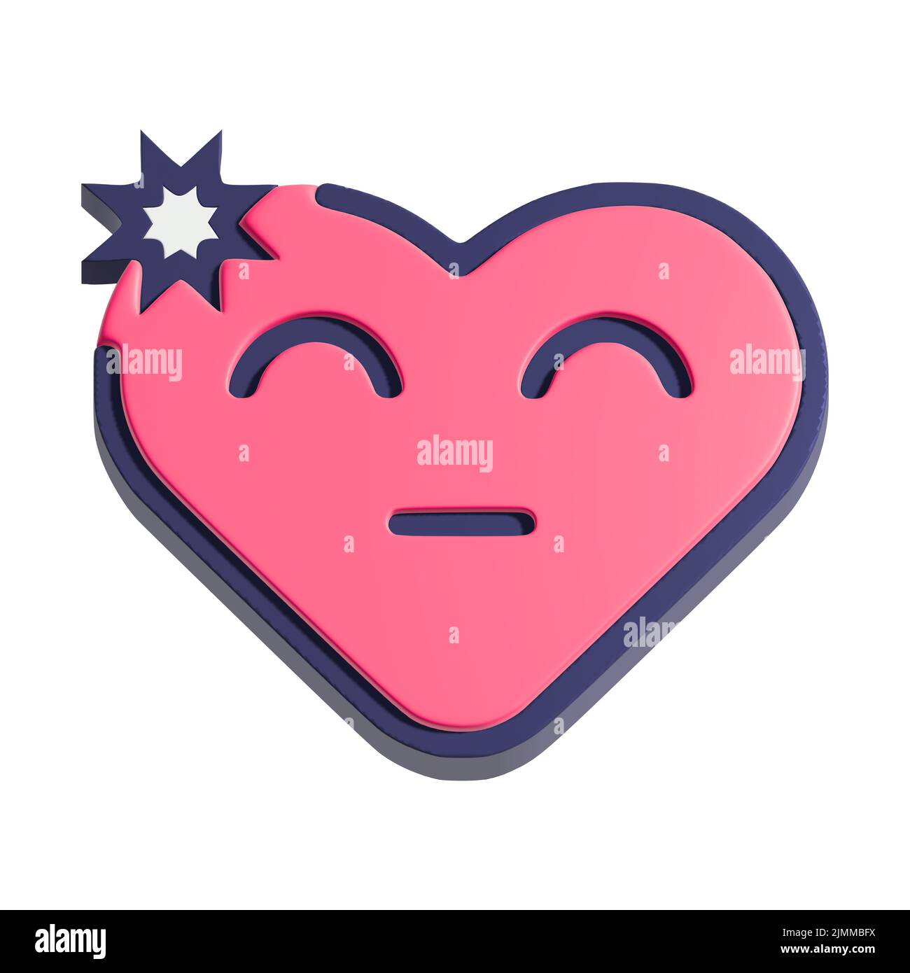 Funny heart smiley face 3d illustration. Cartoon heart character ...