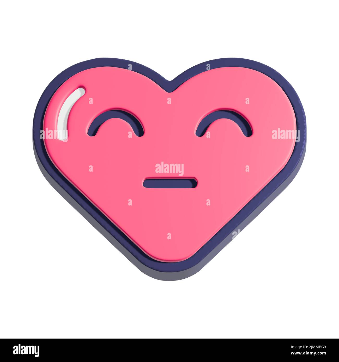 Funny heart smiley face 3d illustration. Cartoon heart character ...