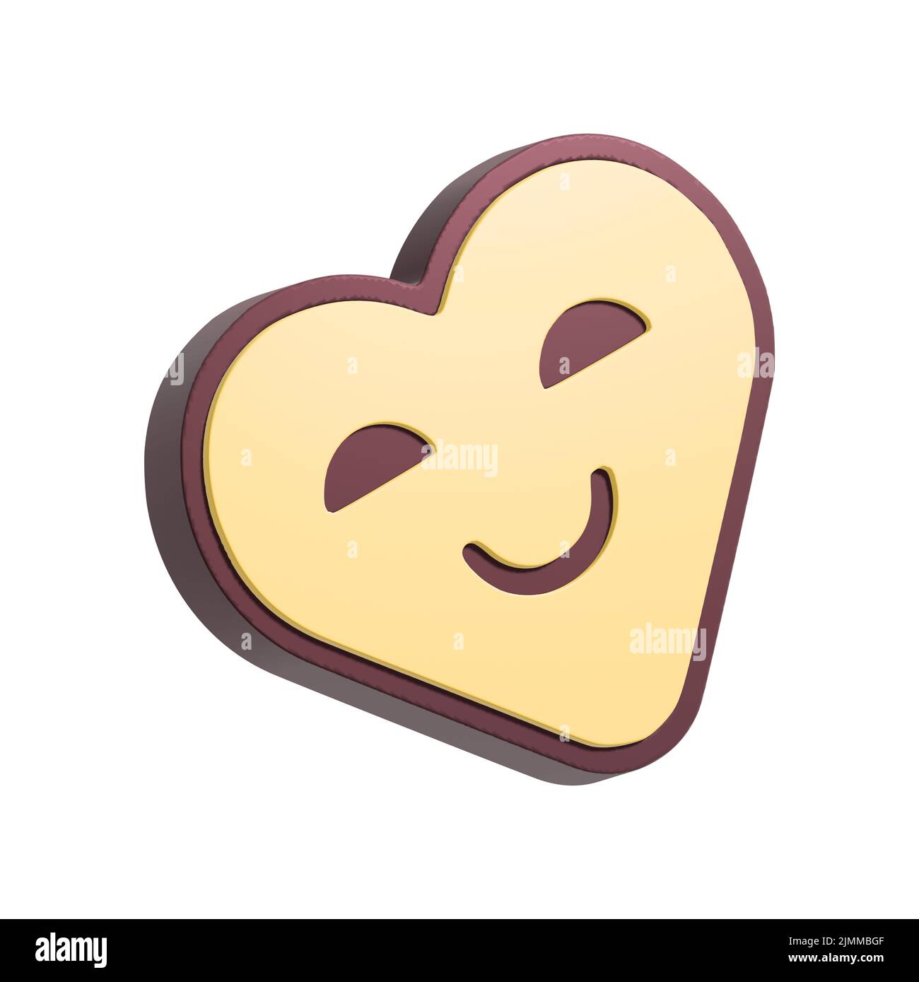 Happy heart smiley face 3d illustration. Cartoon heart character ...