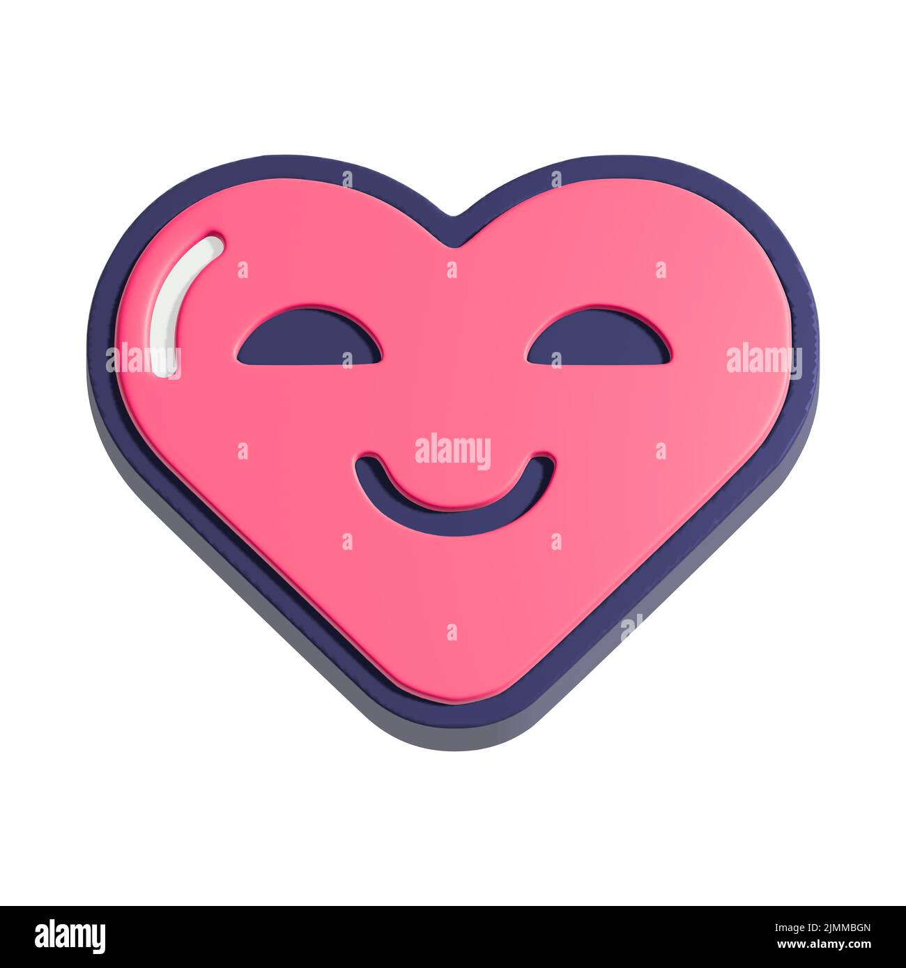 Happy heart smiley face 3d illustration. Cartoon heart character ...