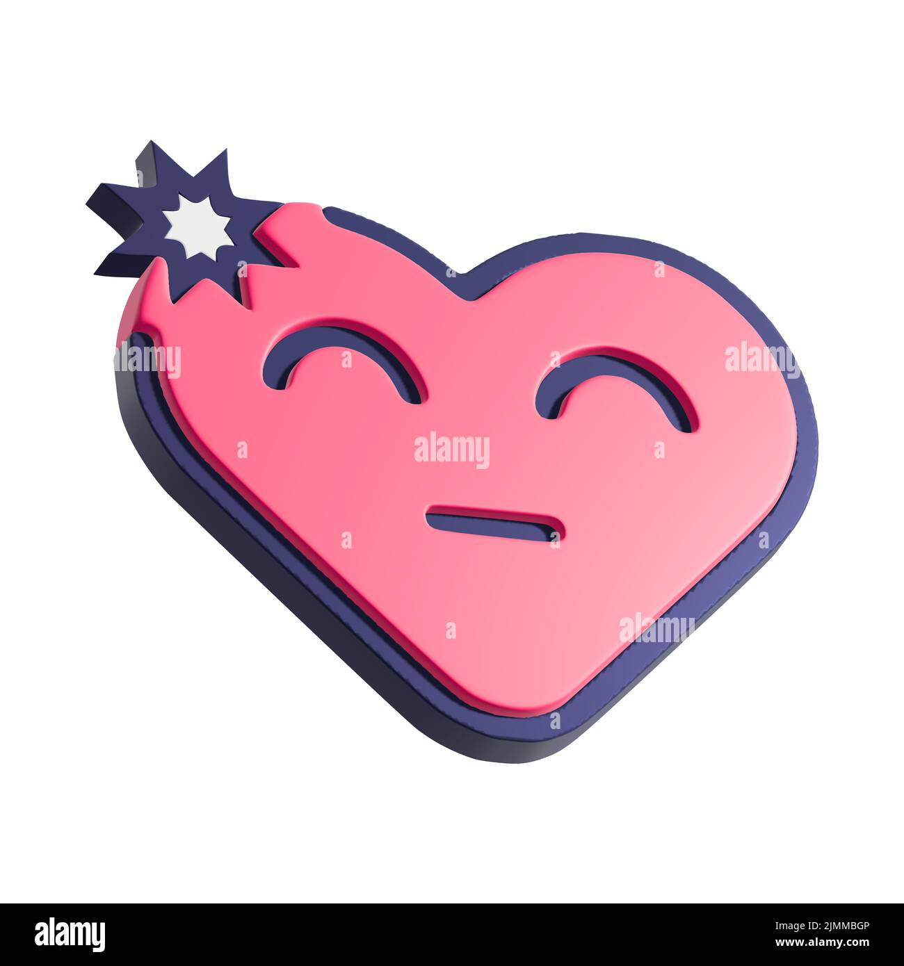 Funny heart smiley face 3d illustration. Cartoon heart character ...