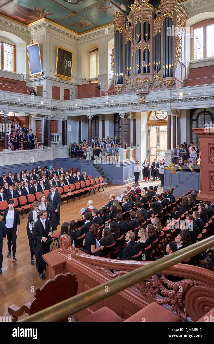Oxford University graduation ceremony in the Sheldonian Theatre, August ...