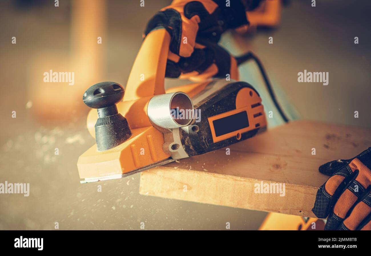 Professional Carpentry Equipment During Wood Work. Closeup Photo of ...