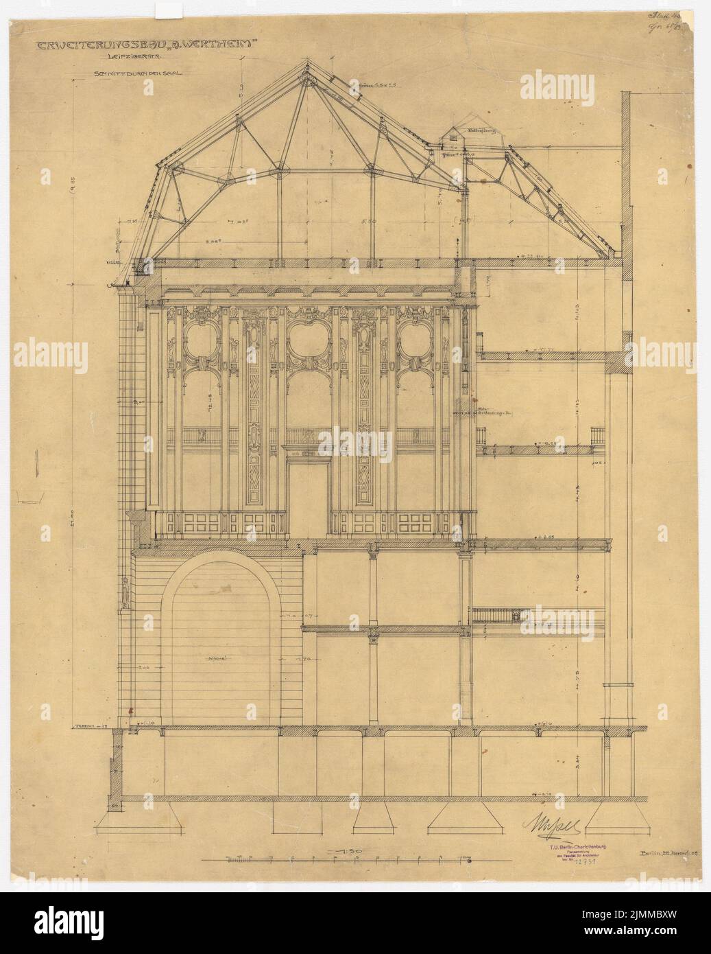 Messel Alfred (1853-1909), Wertheim, Leipziger Straße, Berlin. 3 ...