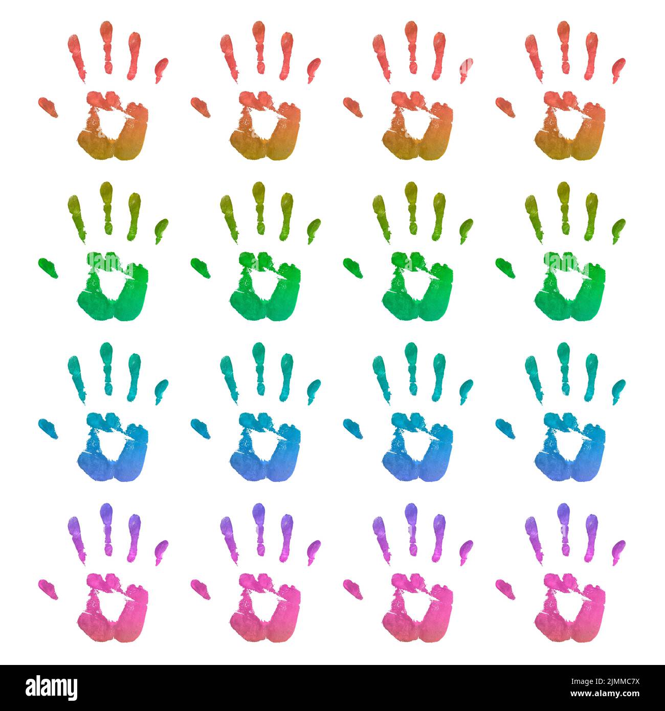 Set bright handprints Stock Photo - Alamy