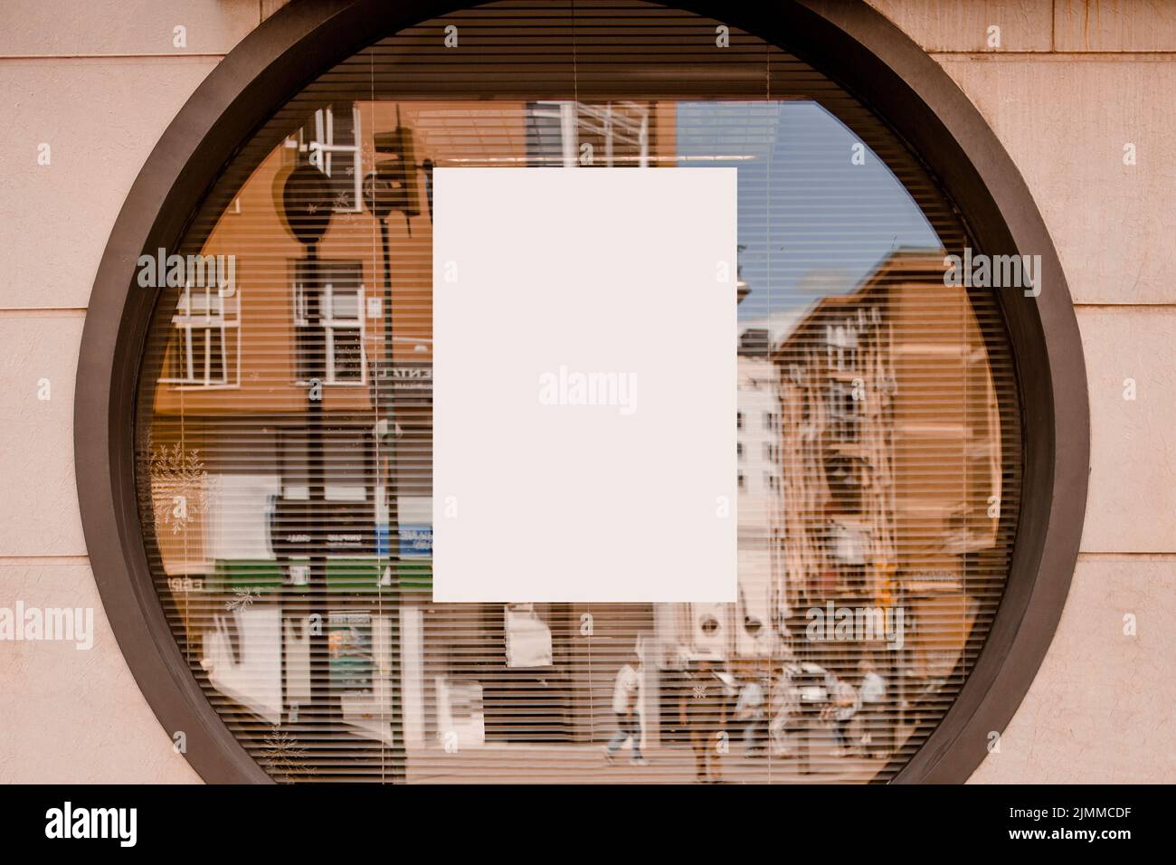 Blank white paper circular glass window Stock Photo - Alamy
