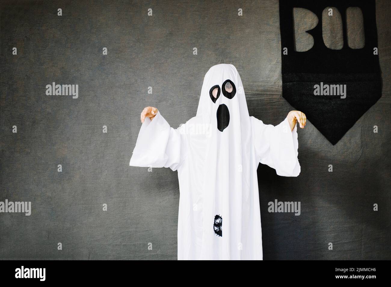 Creepy ghost boo banner Stock Photo - Alamy