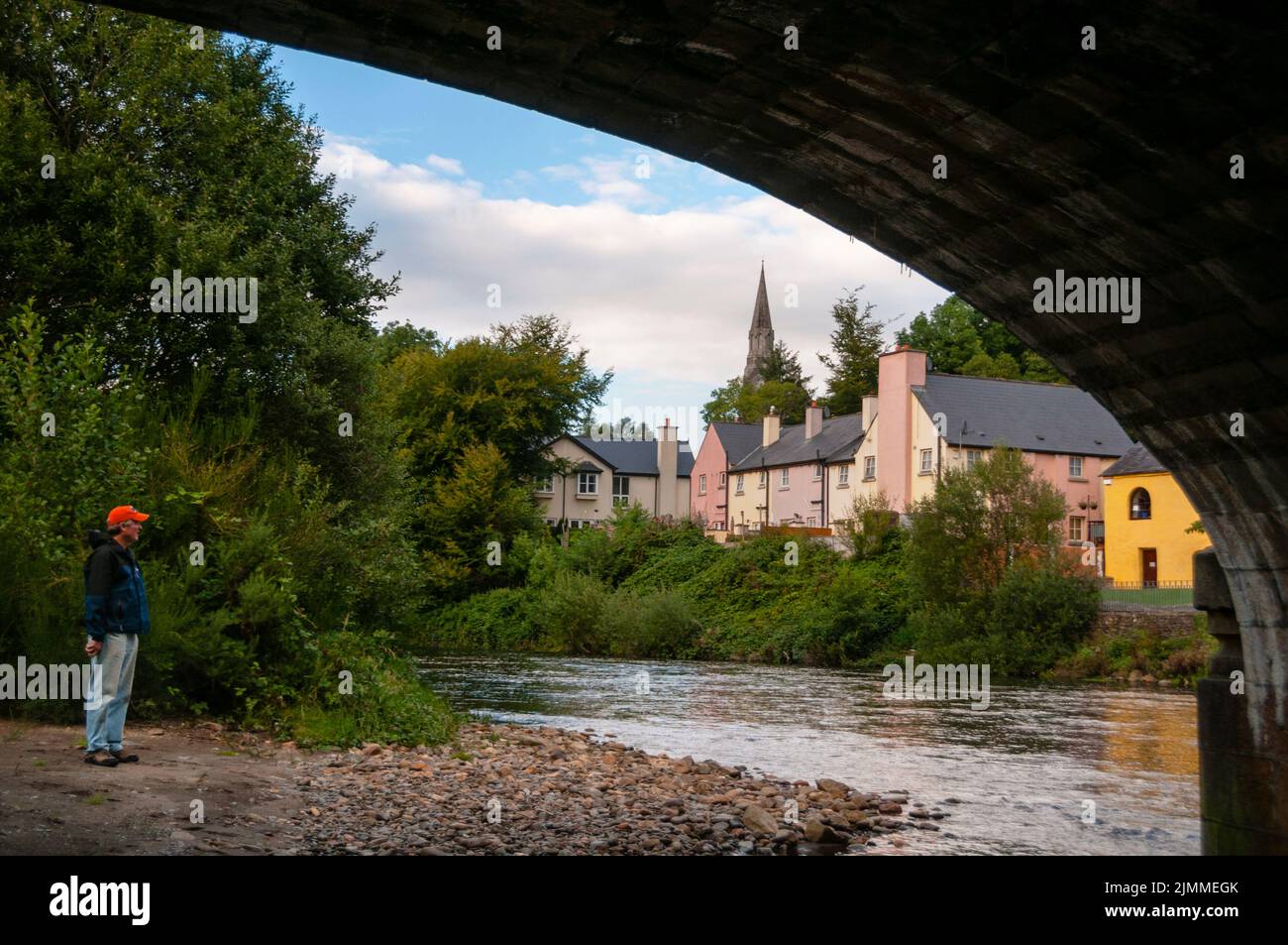 Stone arched Avoca Bridge over the River Avoca in Avoca, Ireland Stock ...