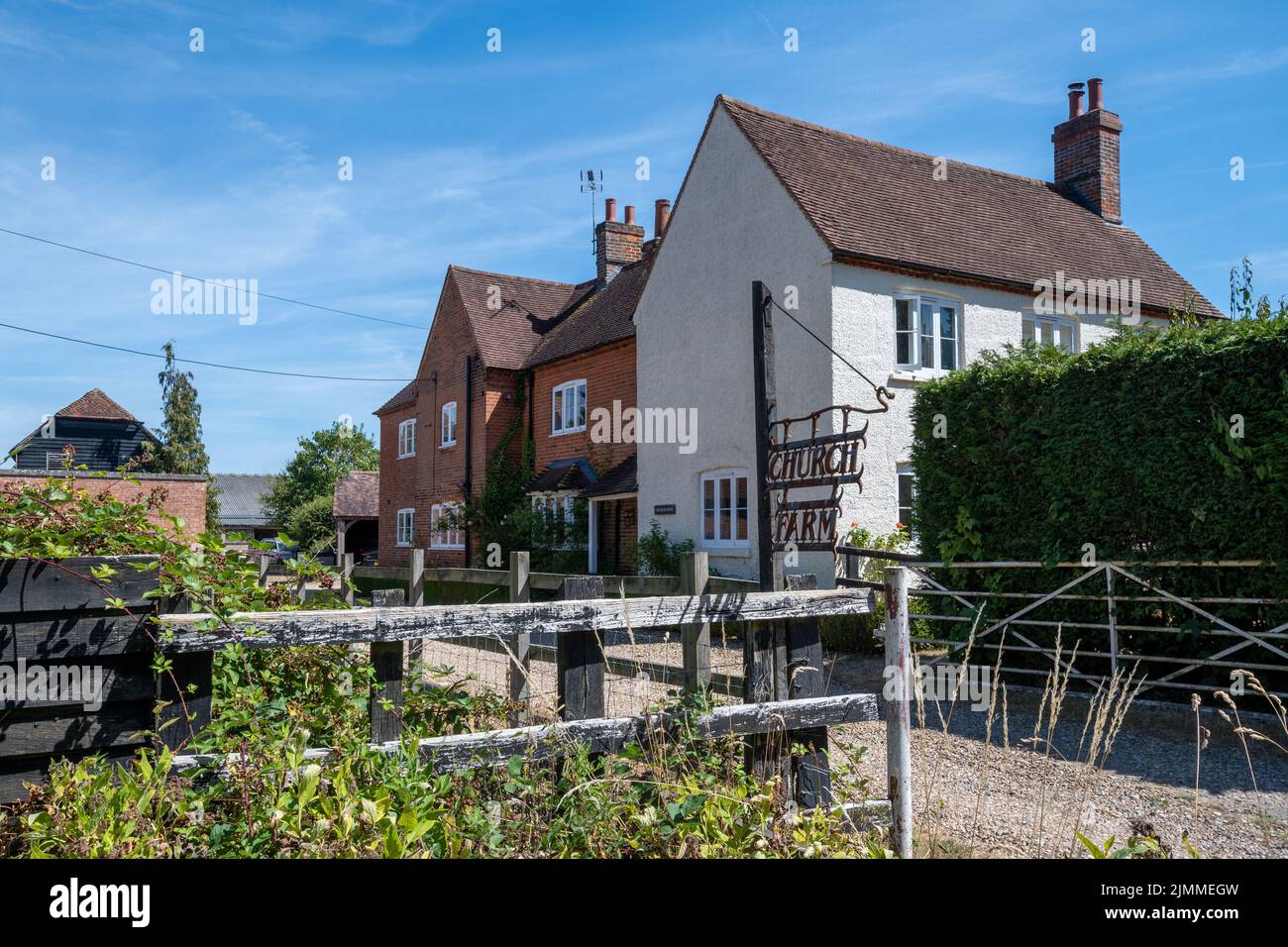 Mattingley village, Hampshire, England, UK. View of Church Farm and ...