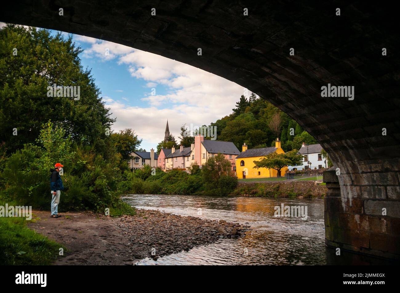 Stone arched Avoca Bridge over the River Avoca in Avoca, Ireland Stock ...