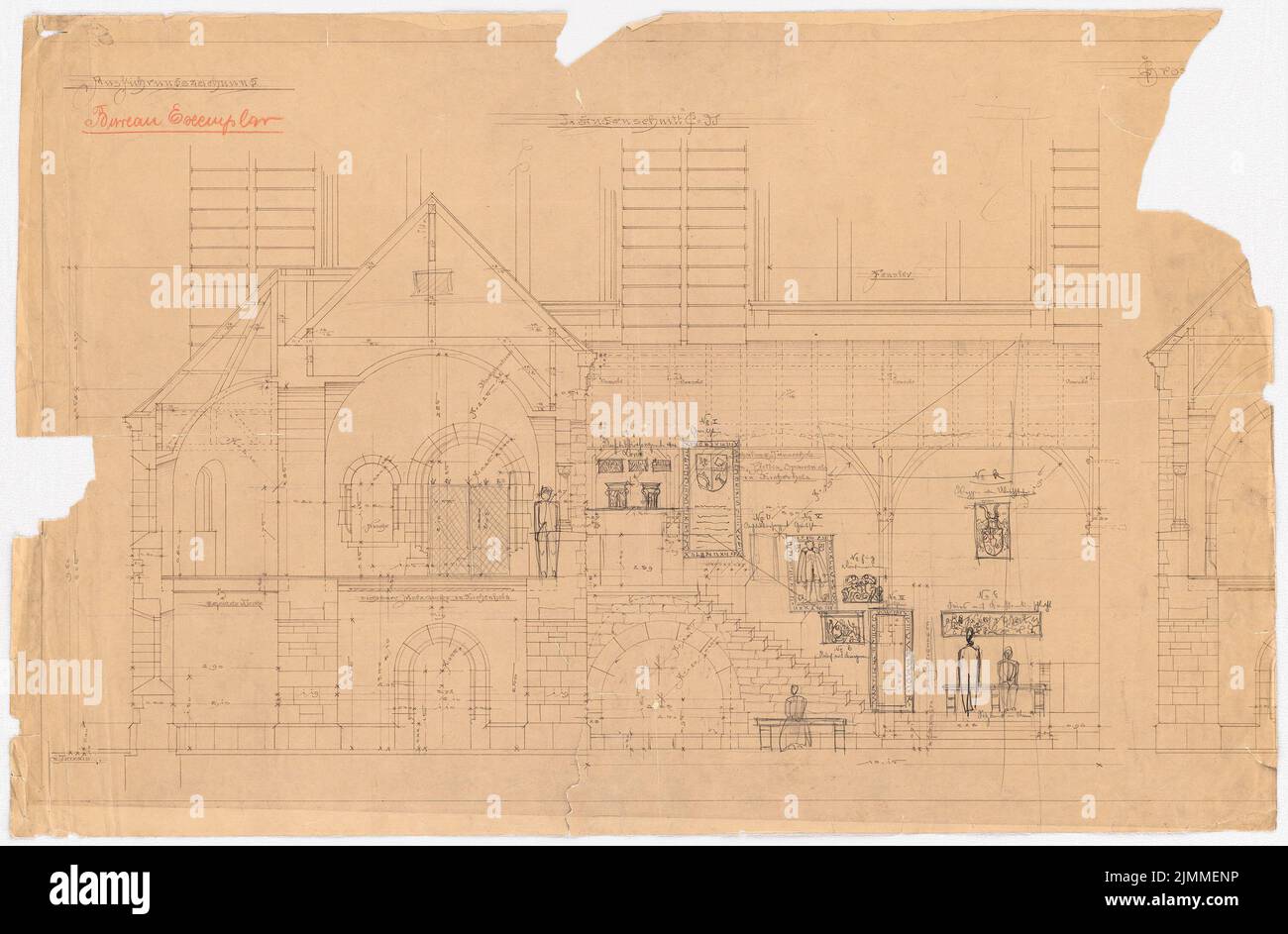 Messel Alfred (1853-1909), Grand Ducal Museum in Darmstadt. Execution ...