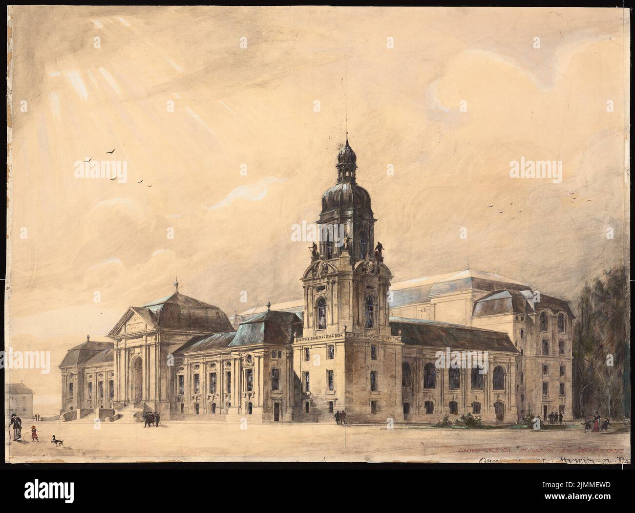 Messel Alfred (1853-1909), Grand Ducal Museum in Darmstadt. Execution ...