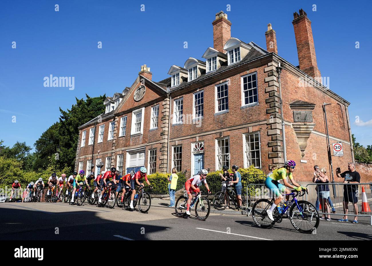 Eventual winner Georgia Baker leads the peloton during the Womens Road ...